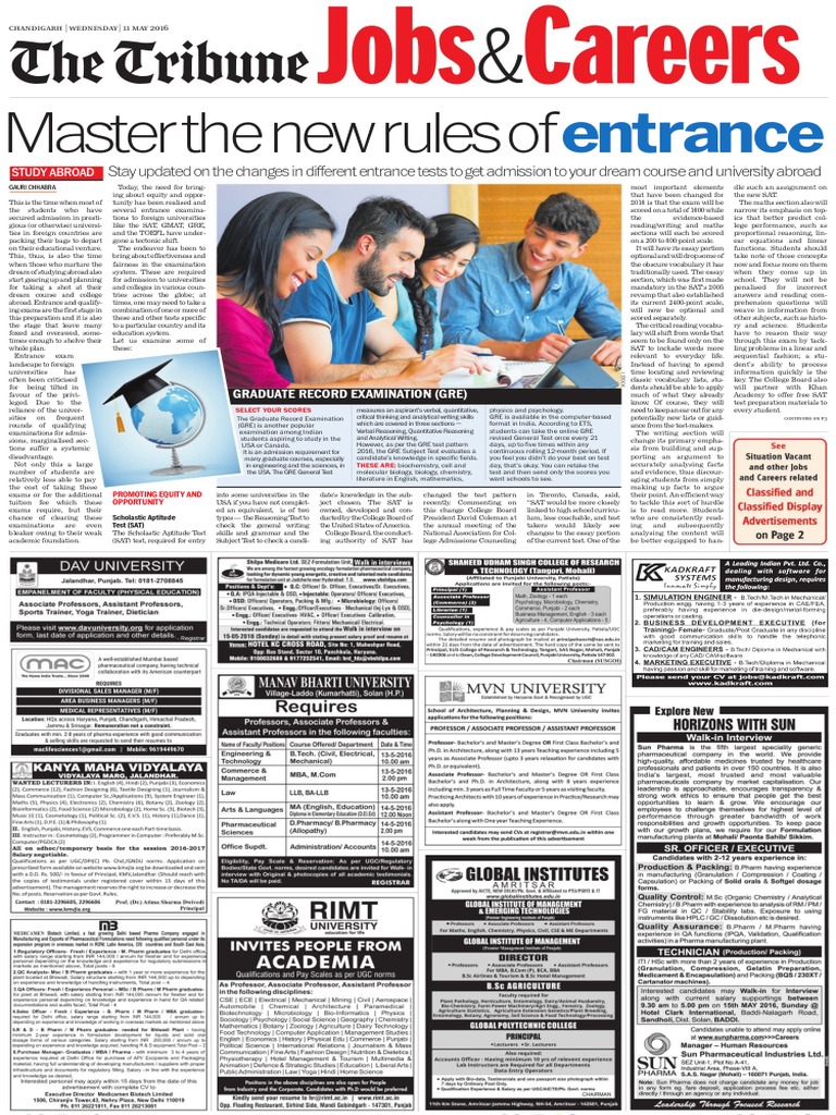 Jobs-Careers-JC 11 May 2016 | PDF | Graduate Record Examinations | Sat