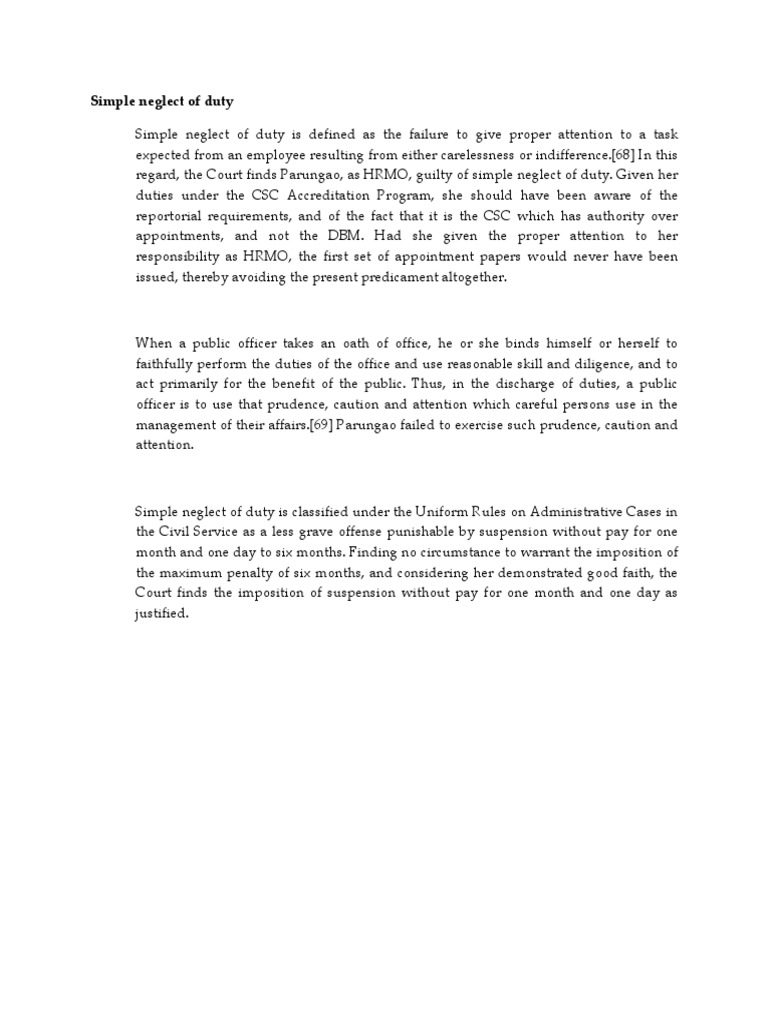 Simple Neglect of Duty | PDF