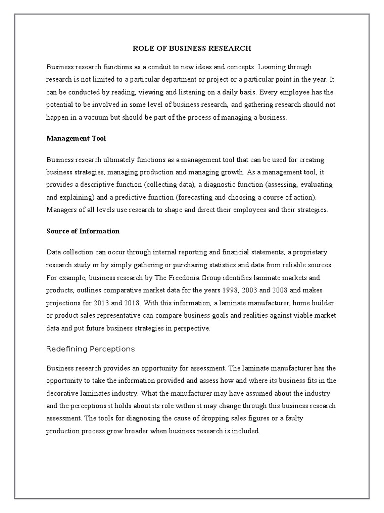 Role of Business Research | PDF | Strategic Management | Decision Making