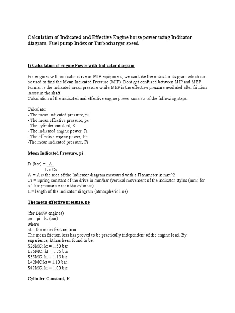 Calculation of Indicated and Effective Engine Horse Power Using ...
