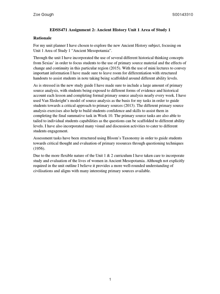 Vce Ancient History Unit 1 Area of Study 1 | PDF | Mesopotamia | Sumer