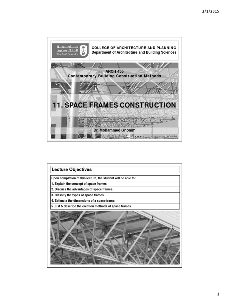 11 - Space Frames Construction | PDF | Framing (Construction ...