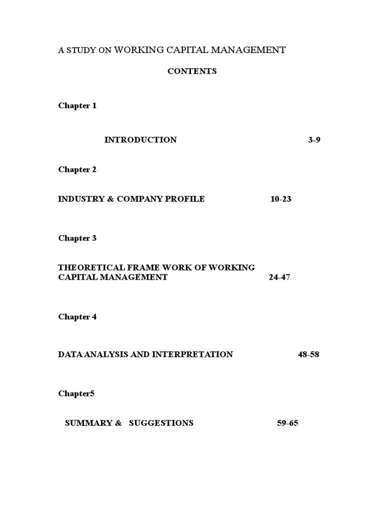 MBA Project | PDF | Inventory | Working Capital