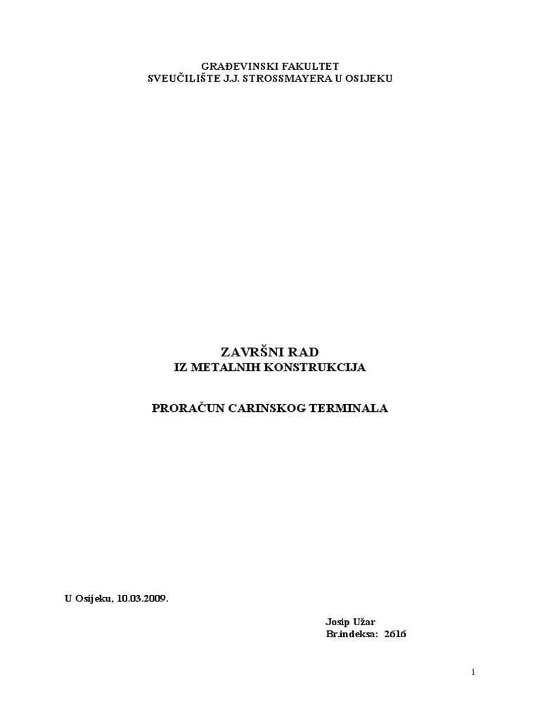 Završni Rad Metalne Konstrukcije | PDF