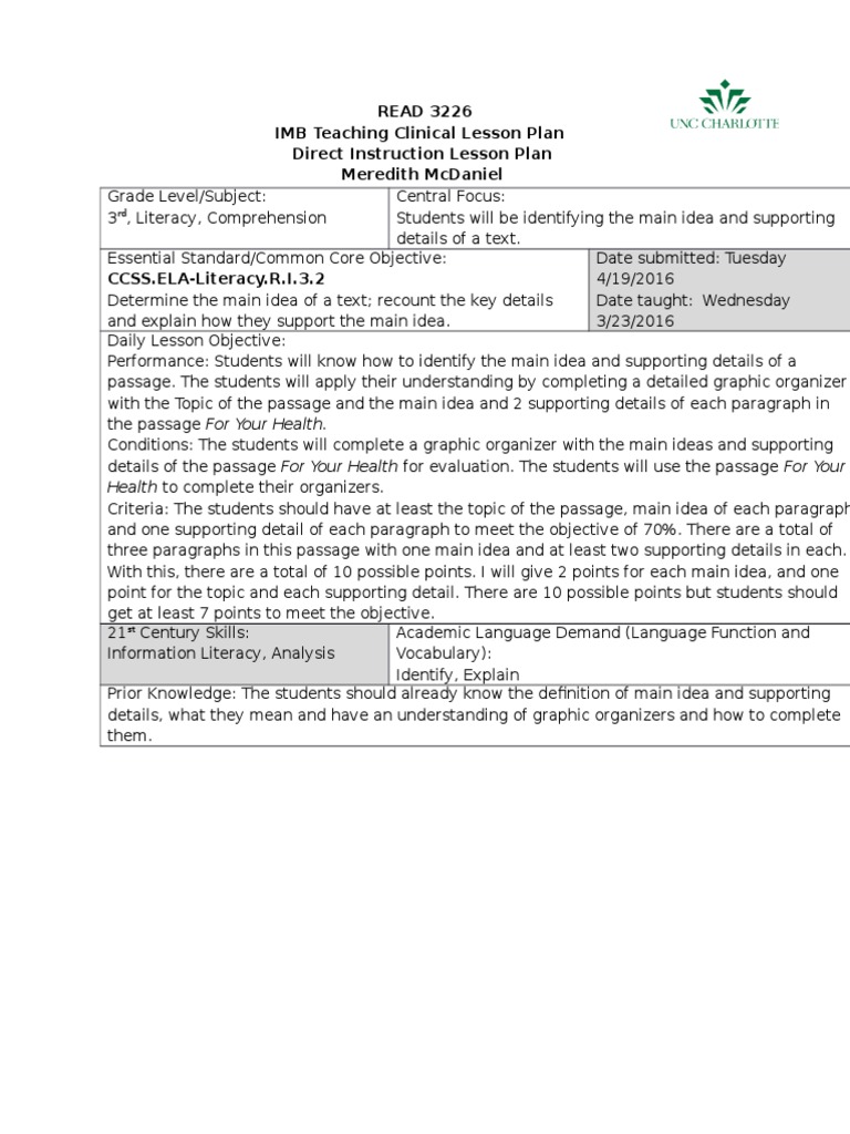 Read 3226 Imb Teaching Clinical Lesson Plan Unccmeredith Pdf