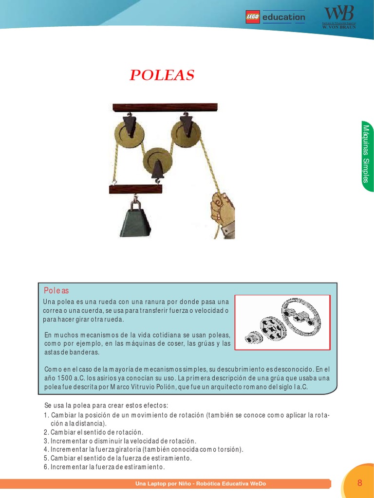 01 Maquinas Simples Poleas Teoria | Movimiento (Física) | Transmisión ...