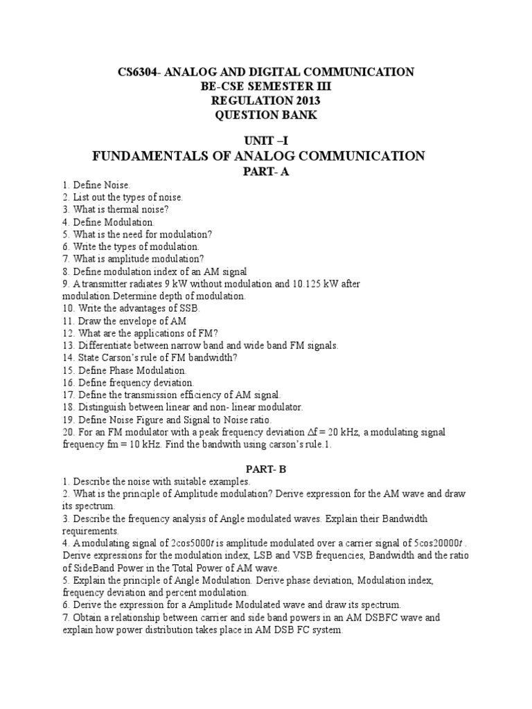 Fundamentals of Analog Communication | PDF | Frequency Modulation ...