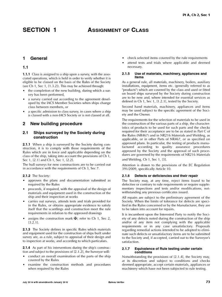 Bureau Veritas Class Assignment Rules | PDF | Ships | Oil Tanker