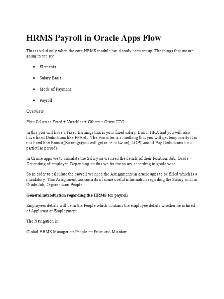 HRMS Payroll in Oracle Apps | PDF | Application Programming Interface ...