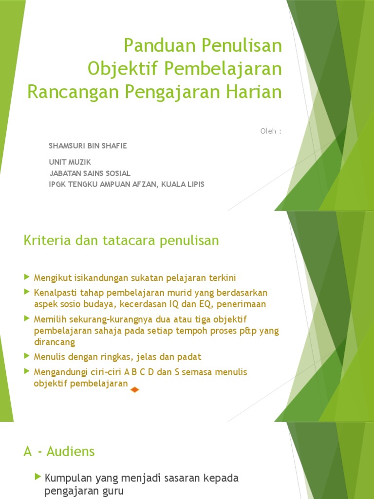 Panduan Menulis RPH Praktikum | PDF