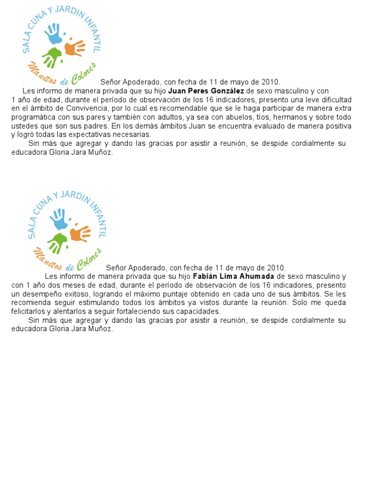 Comunicacion Apoderados | PDF