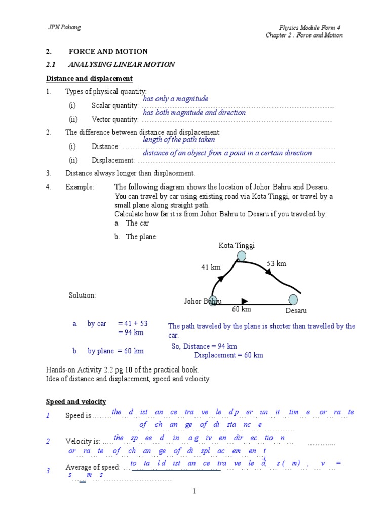 Chapter 2 Force and Motion (Answer) | PDF | Gravity | Force