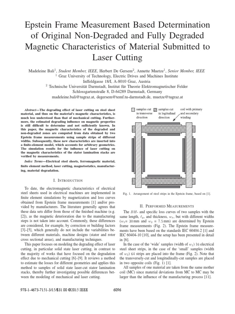 Epstein Frame Measurement Based Determination of Original Non-Degraded ...