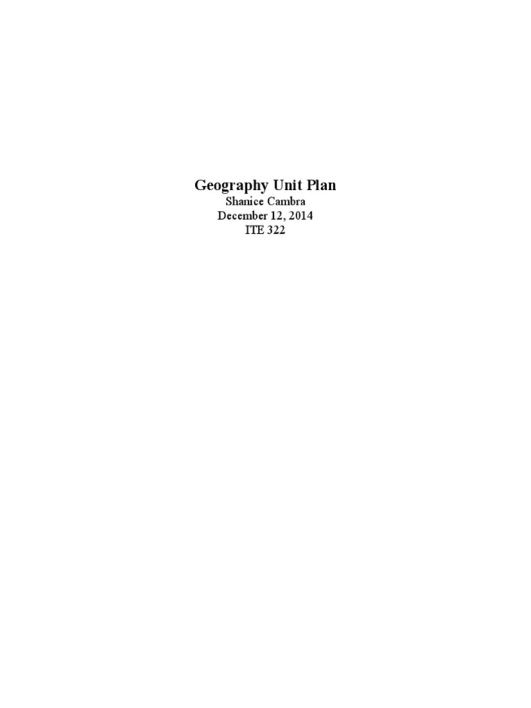 Geography Unit Plan | PDF | Geography | Classroom