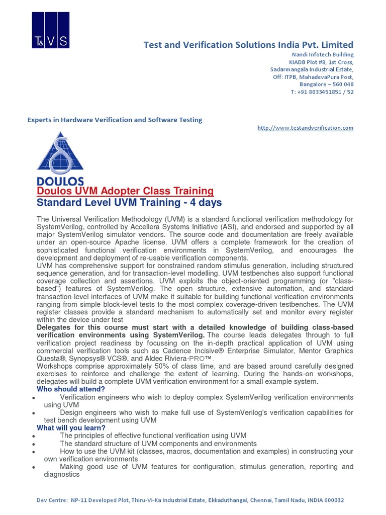 Doulos UVM Adopter Class 4 Days Course Content | PDF | Class (Computer Programming ...