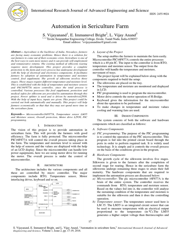 Automation in Sericulture Farming | PDF | Automation | Microcontroller