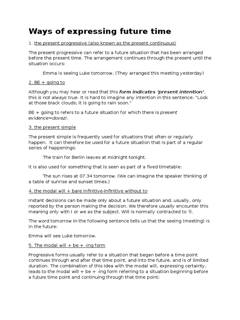Future Time Expressions Guide | PDF | Modal Logic | Grammar