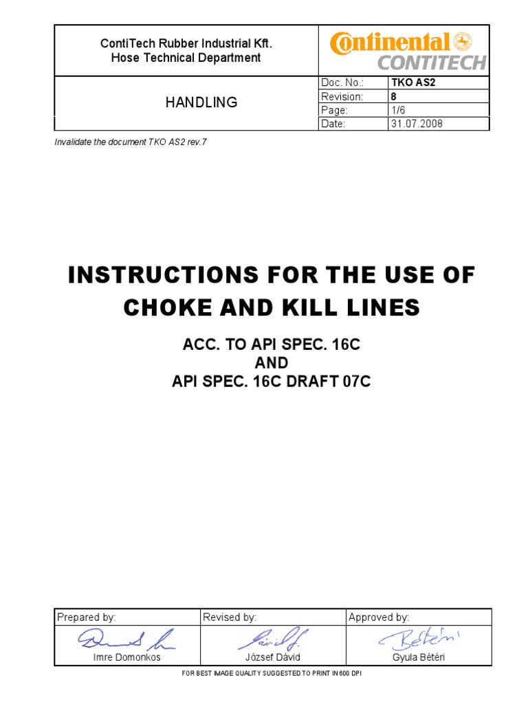Choke & Kill Line Instructions | PDF