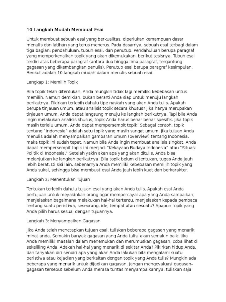 10 Langkah Mudah Membuat Esai | PDF