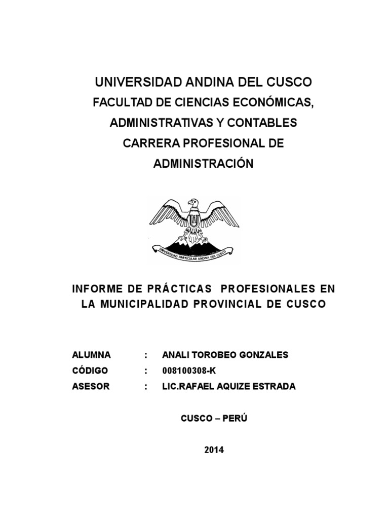 Informe De Practicas Universidad Andina De Cusco Pdf