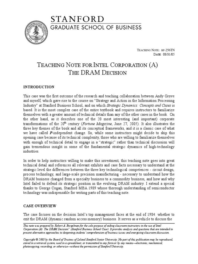 Case 1 1 IntelDRAM | PDF | Intel | Dynamic Random Access Memory