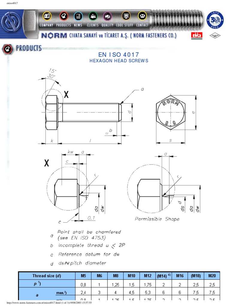 EN ISO 4017: Hexagon Head Screws | PDF