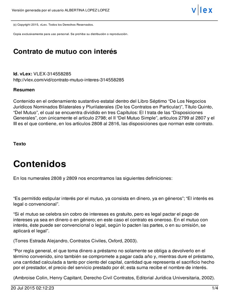 Contrato de Mutuo Con Interes | PDF | Información del gobierno ...