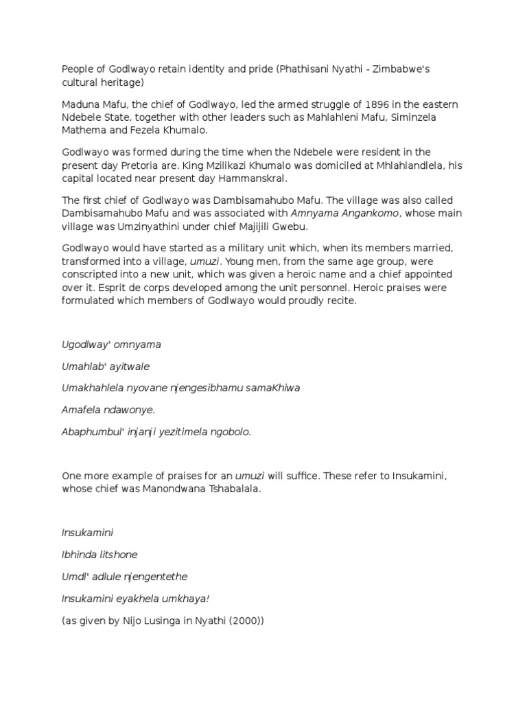 Godlwayo's Heritage and Identity | PDF | Religion And Belief