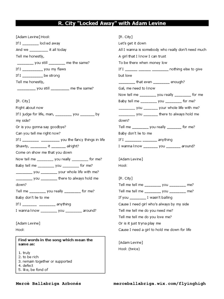 Locked Away Song Students | PDF