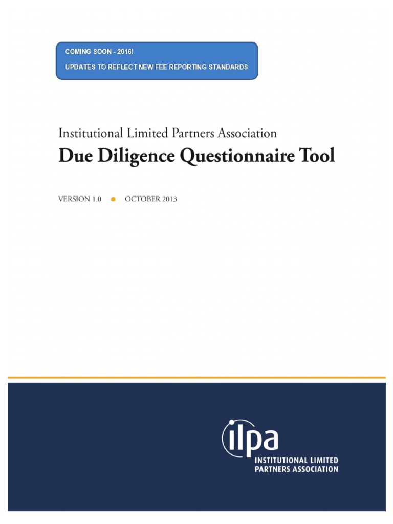 ILPA Due Diligence Questionnaire Tool | PDF | Investment Fund | Carried ...