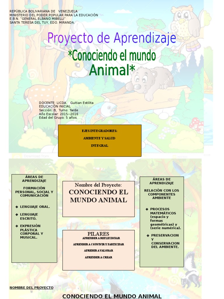 Proyecto Los Animales 1 | PDF | Lectura (proceso) | Jardín de infancia