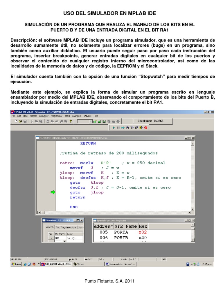 Uso Del Simulador en Mplab Ide | PDF | Programa de computadora | Programación