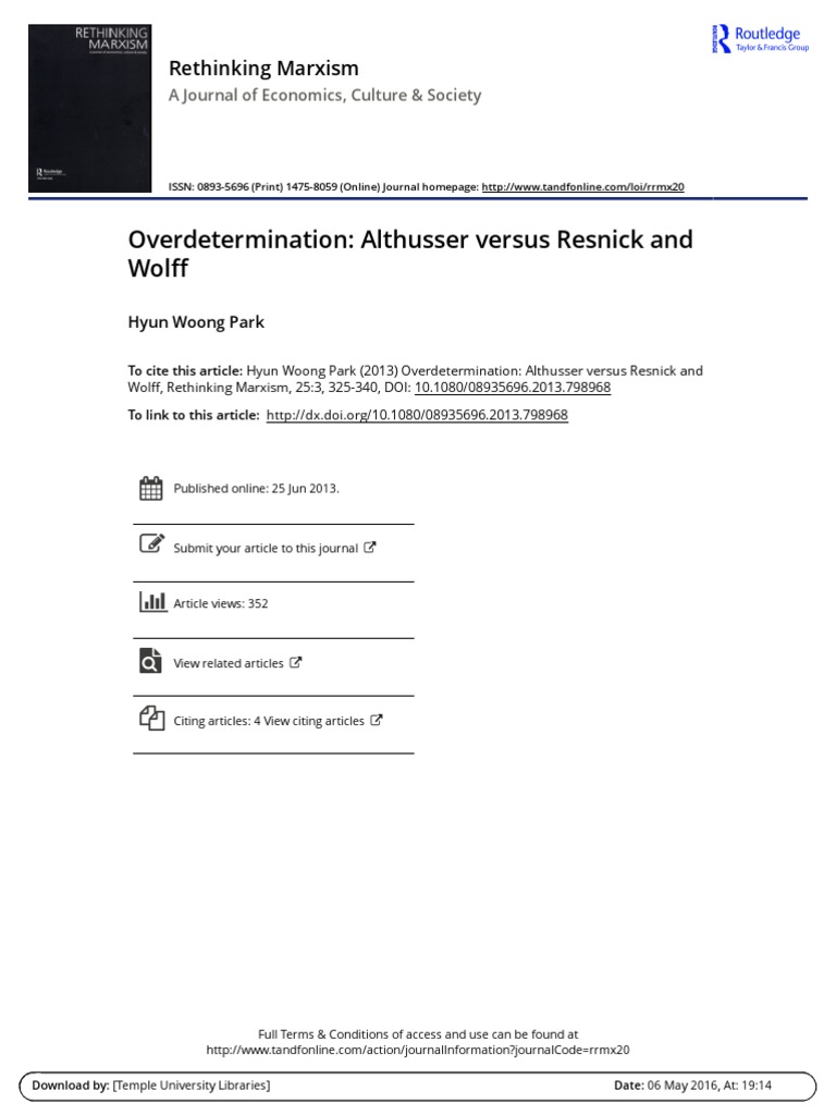 Overdetermination Althusser Versus Resnick and Wolff | PDF | Louis ...