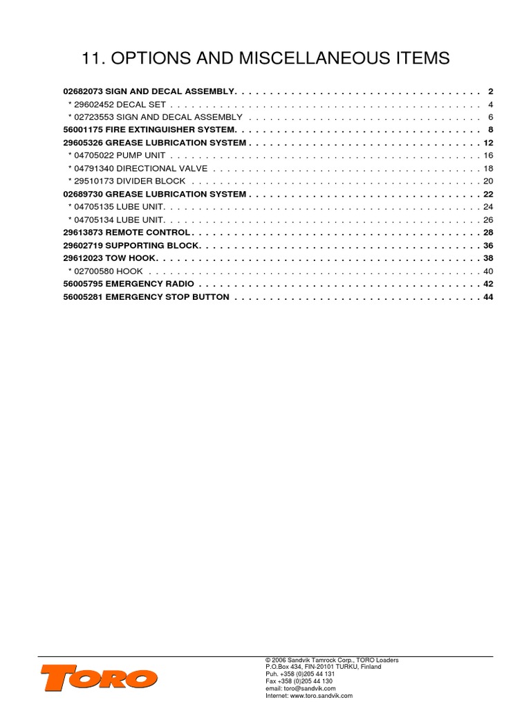 Manual de Partes Toro 0010 No.11 | PDF