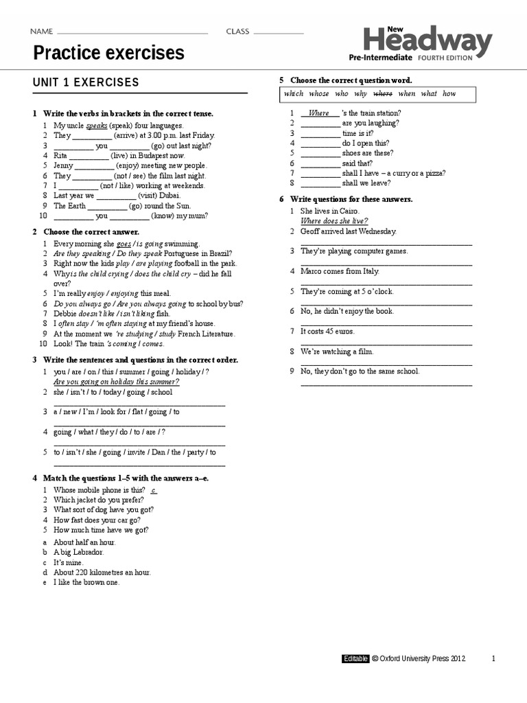 Hwy Pre Int Grammar Reference Exercises | PDF | Languages Hwy Pre Int Grammar Reference Exercises | PDF | Languages