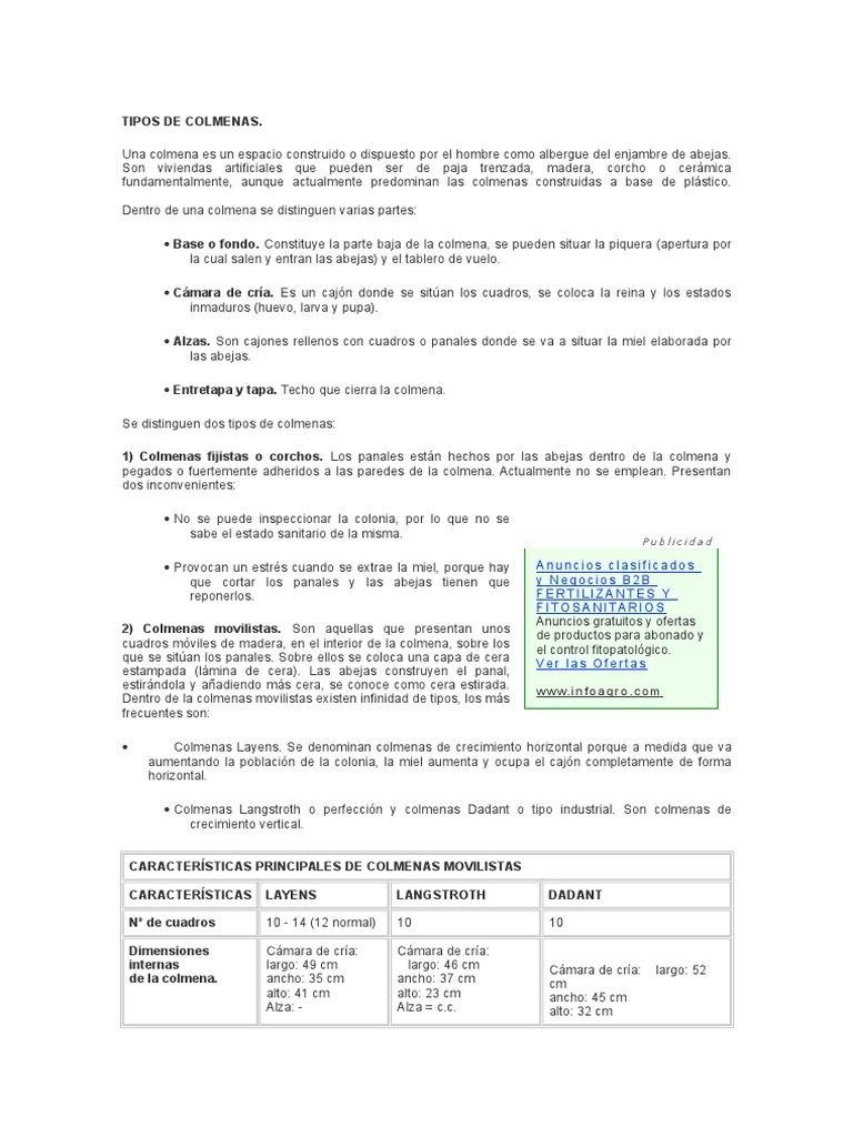 Tipos De Colmenas Pdf Colmena Apicultura