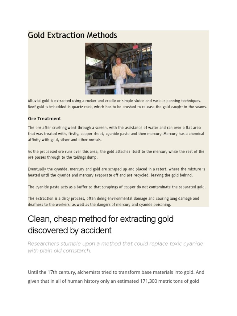 Gold Extraction Methods | Download Free PDF | Gold Mining | Gold