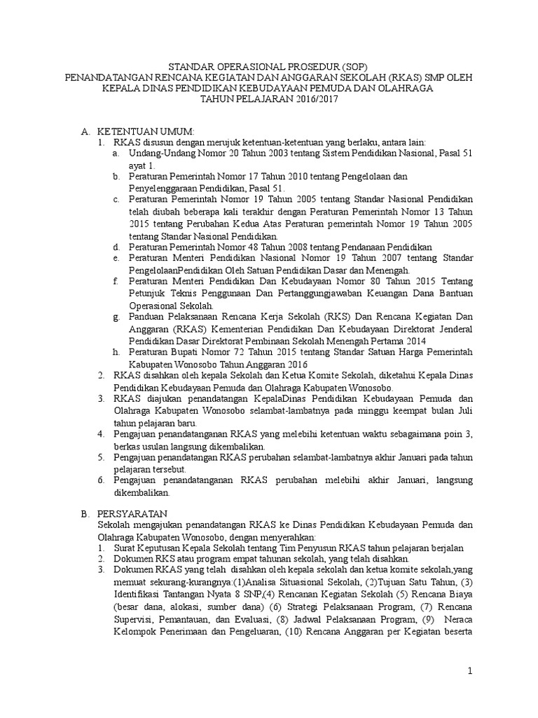 Sop Rkas 1 Rev | PDF | Karier & Perkembangan