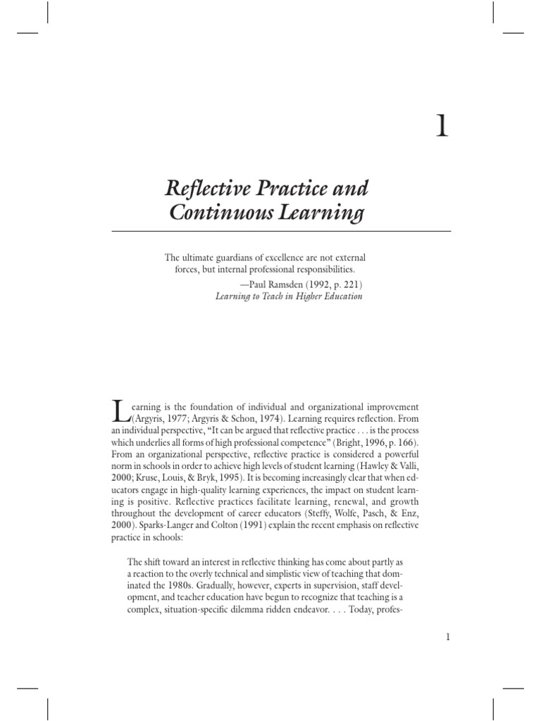Reflective Practice and Continuous Learning | PDF | Reflective Practice | Thought
