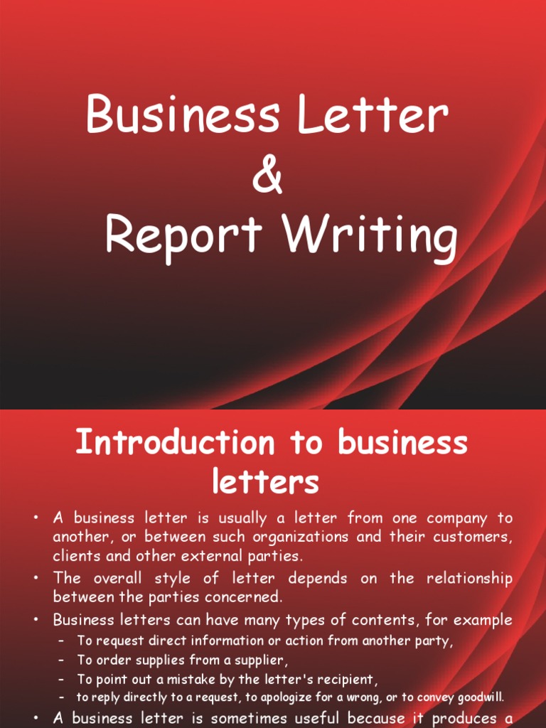 Report Writing Letter