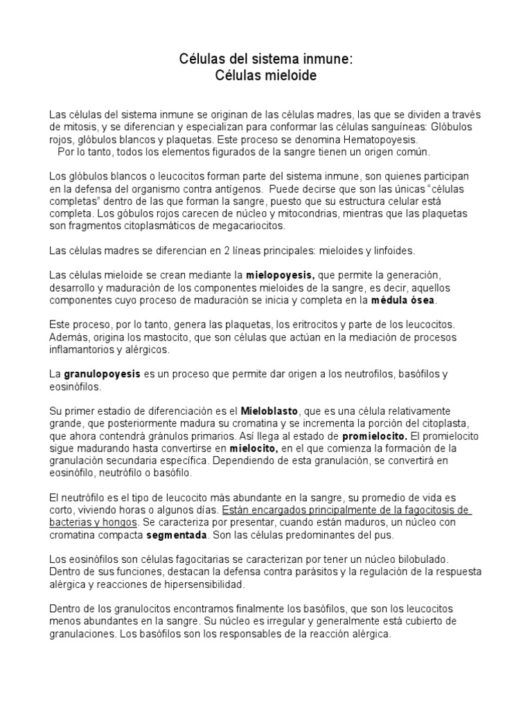 Celulas Del Sistema Inmune: Celulas Mieloide | PDF | Leucocito ...