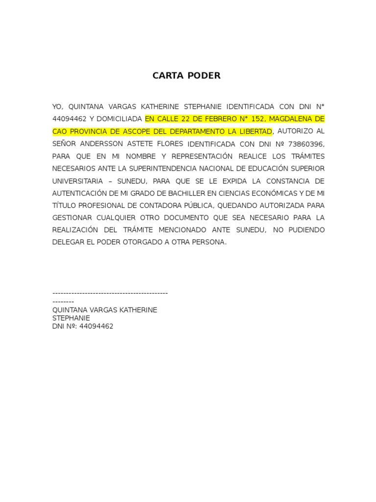 Carta Poder Notarial | PDF