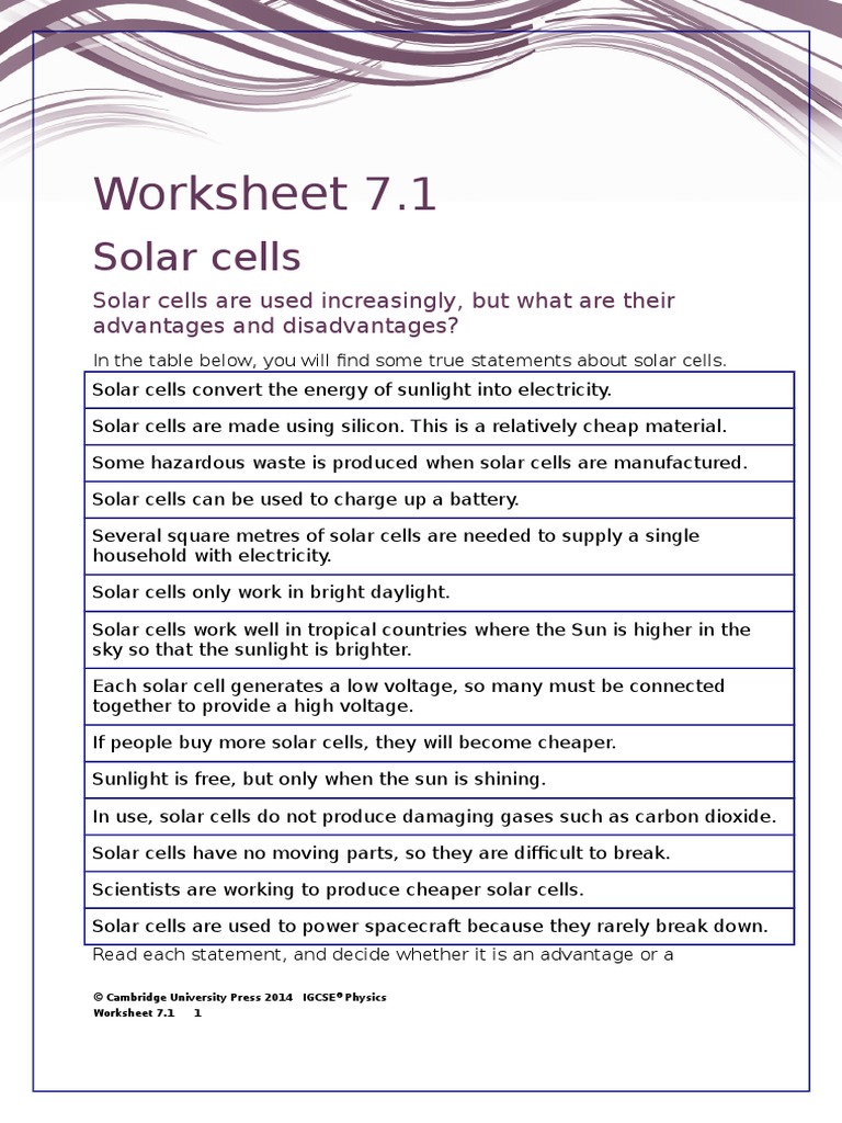 IGCSE Physics Worksheet 7.1 | PDF