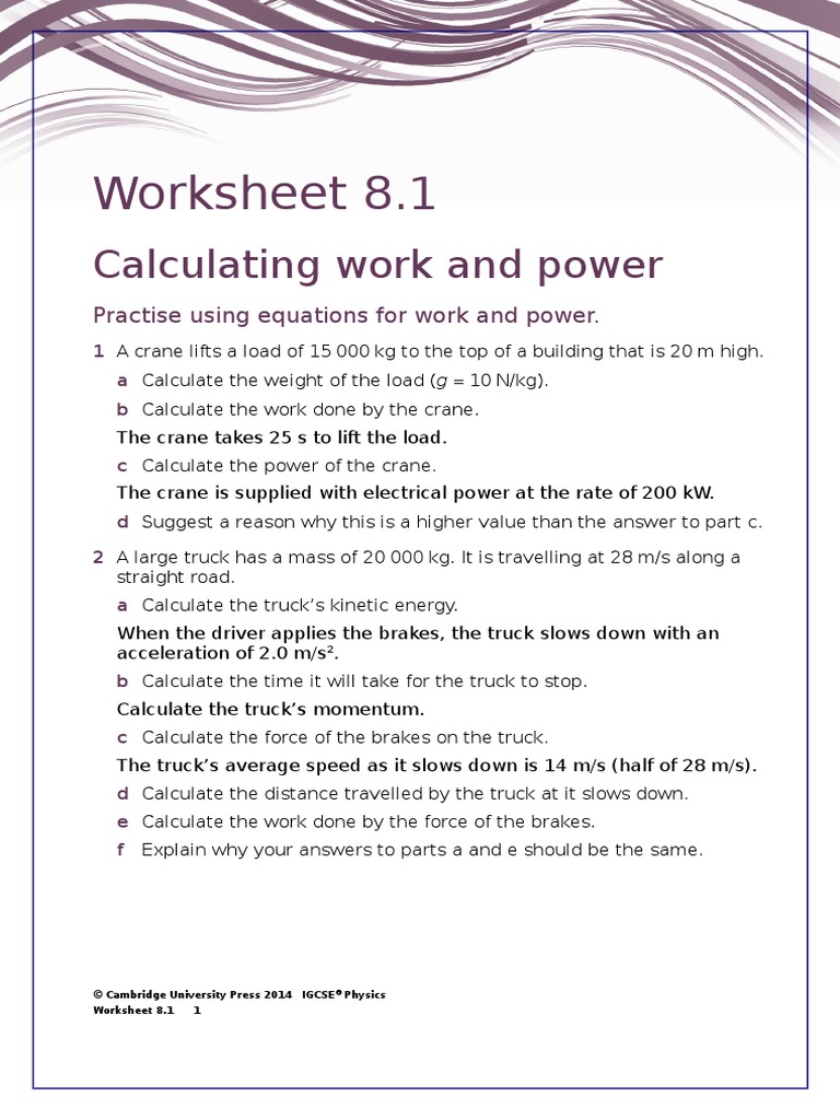 IGCSE Physics Worksheet 8.1 | PDF