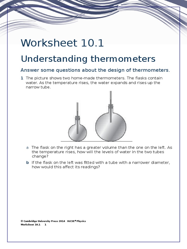 IGCSE Physics Worksheet 10.1 | PDF