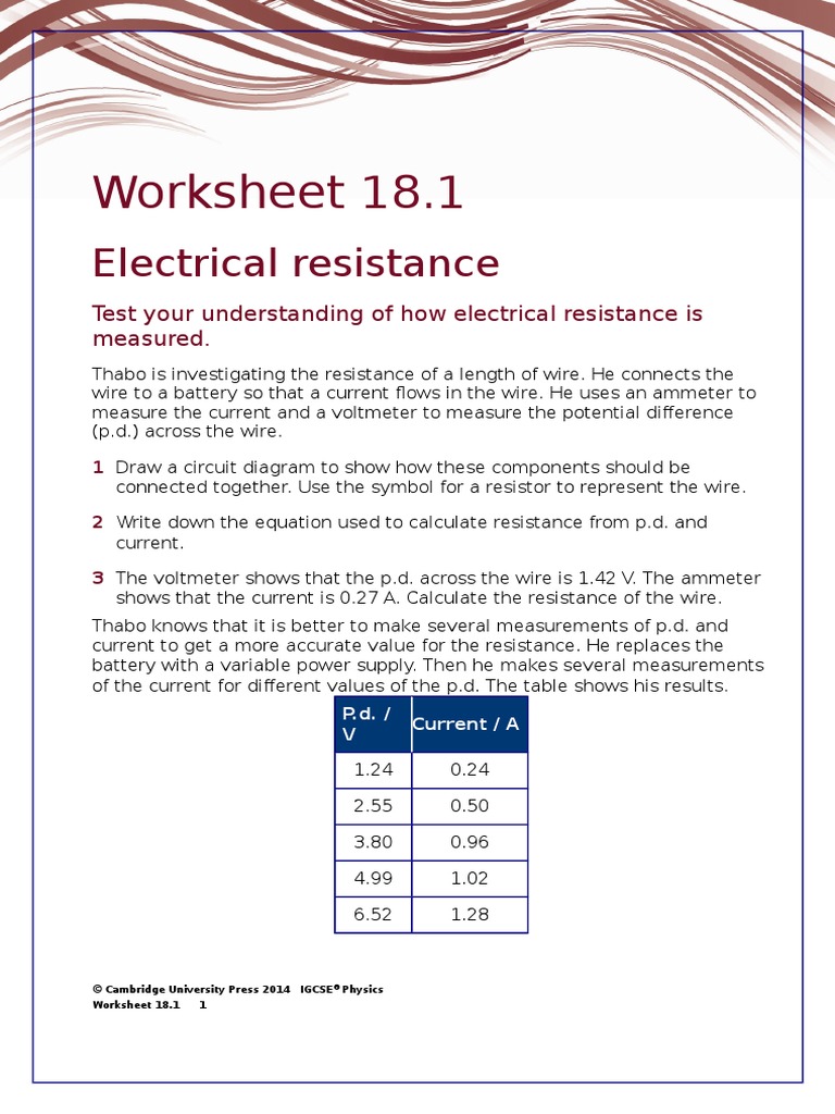IGCSE Physics Worksheet 18.1 | PDF | Teaching Methods & Materials ...