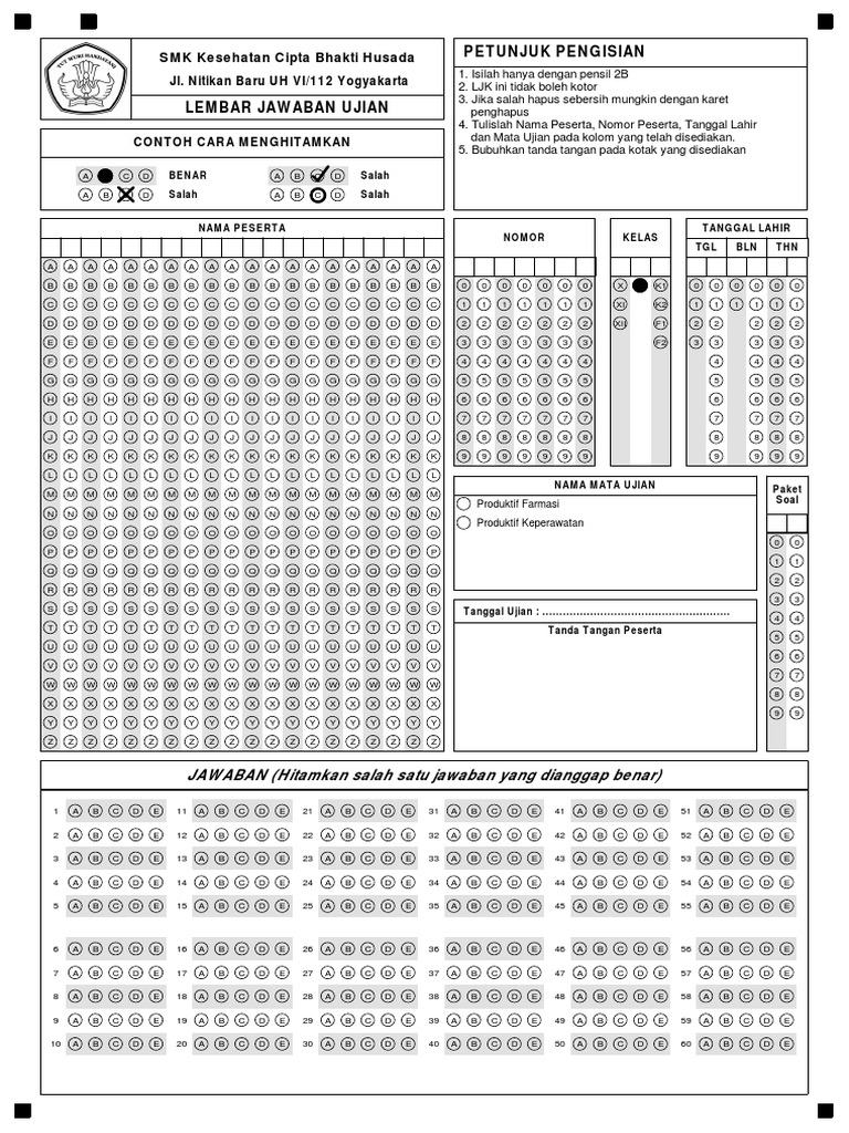 SMR Test Printing Desain LJK Ujian Nasional | PDF