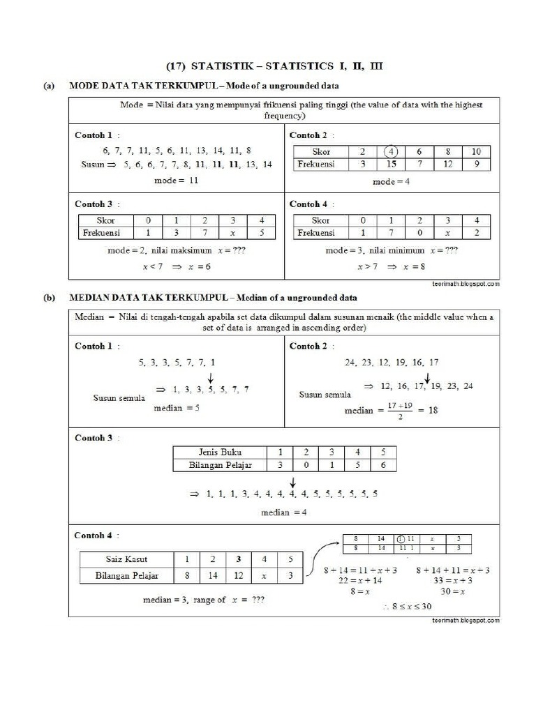 Nota Statistik Tingkatan 4 | PDF