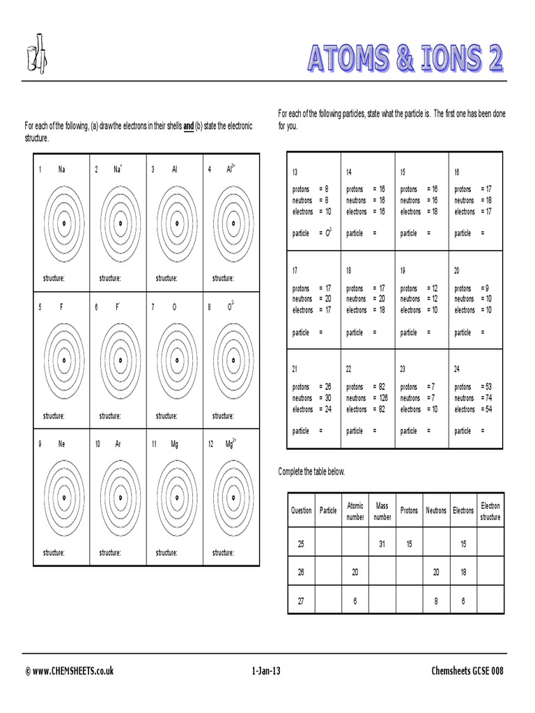 Chemsheets GCSE 008 Atoms Ions 2 | PDF