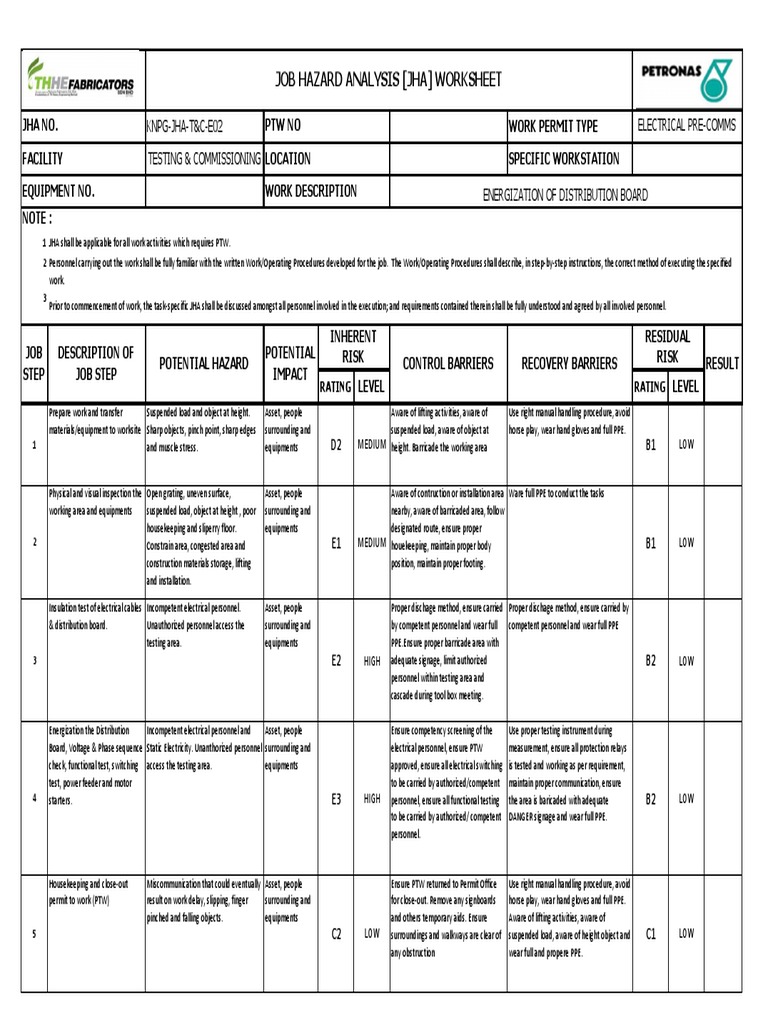 Electrical Job Hazard Analysis Guide | PDF | Computers